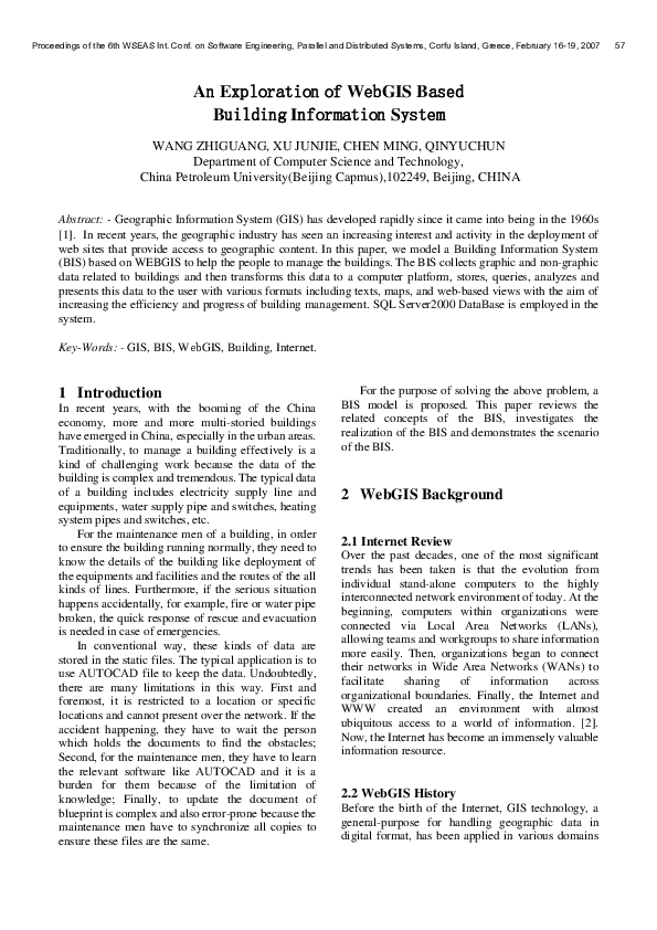 (PDF) An exploration of WebGIS based building information system