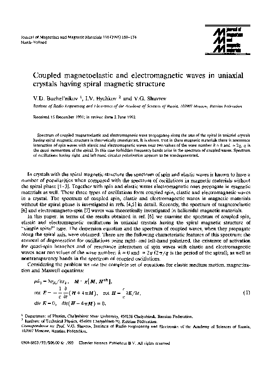 (PDF) Coupled magnetoelastic and electromagnetic waves in uniaxial crystals having spiral ...