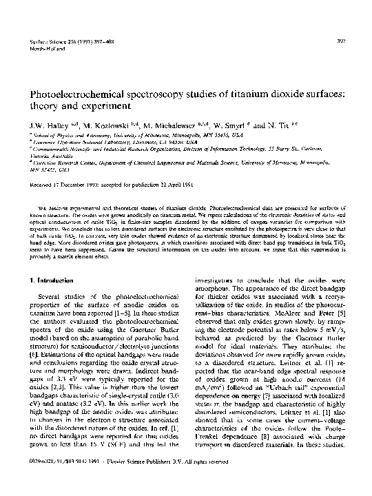 (PDF) Photoelectrochemical spectroscopy studies of titanium dioxide ...