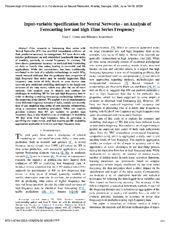 Pdf Input Variable Specification For Neural Networks An Analysis Of Forecasting Low And High