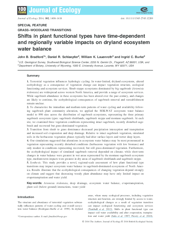 (PDF) Shifts in plant functional types have time-dependent and ...