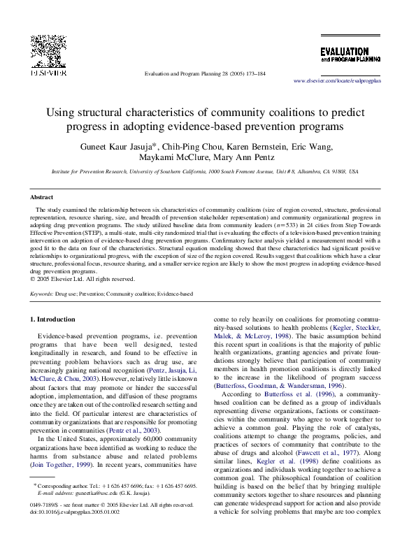 (PDF) Using structural characteristics of community coalitions to predict progress in adopting ...