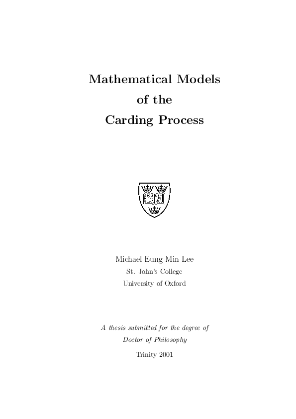 (PDF) Mathematical Models of the Carding Process