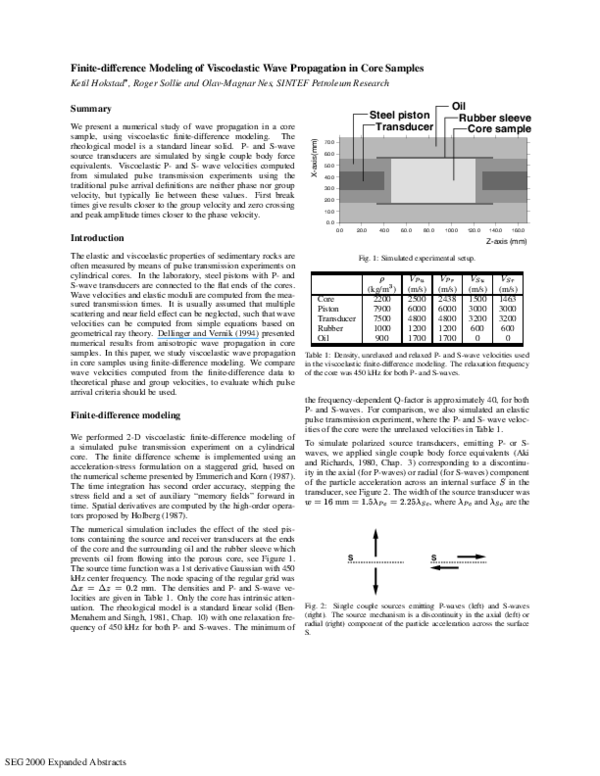 Pdf Finite‐difference Modeling Of Viscoelastic Wave Propagation In