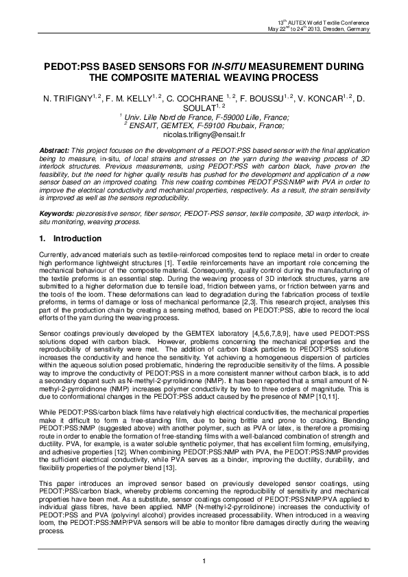 (PDF) PEDOT:PSS sensors for in-situ measurement during the composite ...