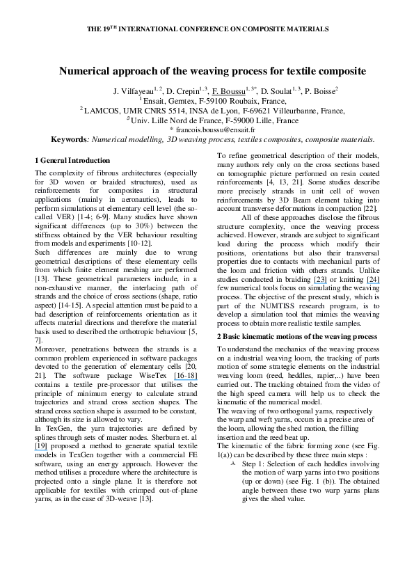 (PDF) Numerical approach of the weaving process for textile composite