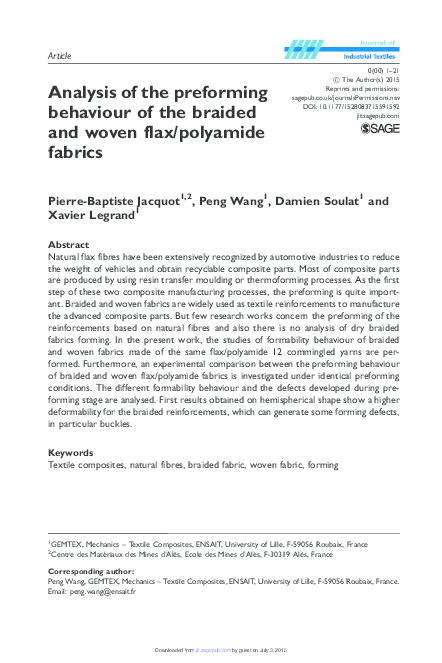 (PDF) Analysis of the preforming behaviour of the braided and woven flax/polyamide fabrics