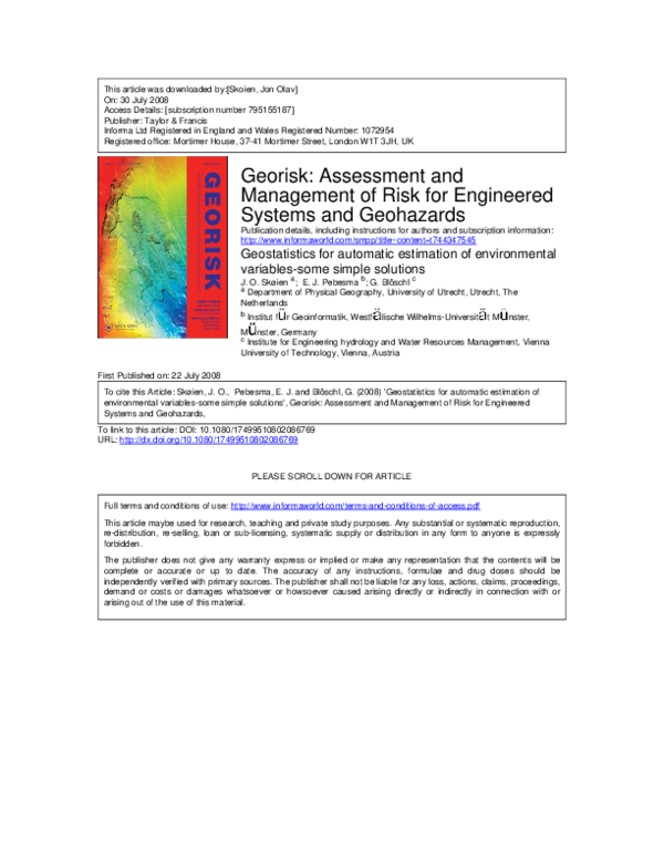 (PDF) Georisk: Assessment and Management of Risk for Engineered Systems and Geohazards