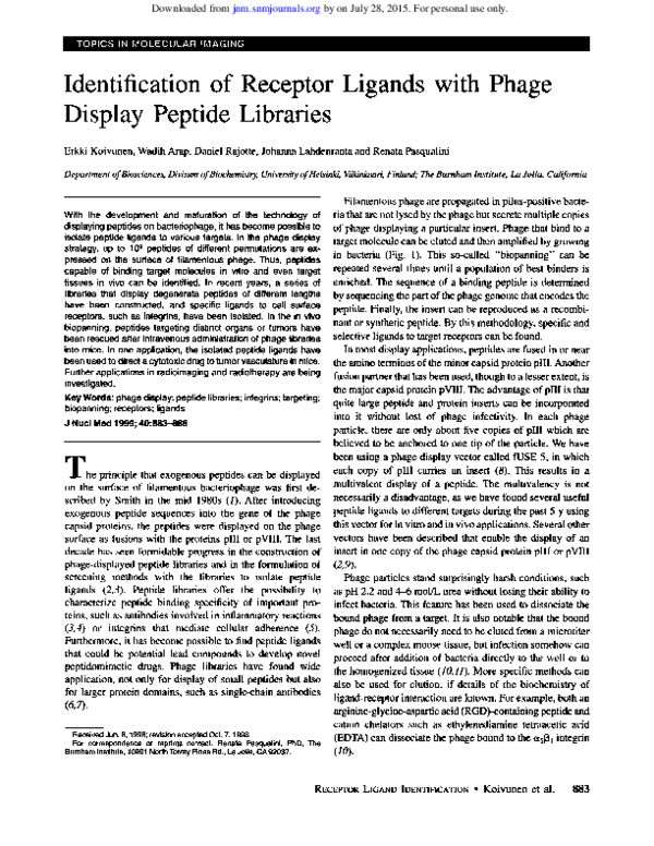 (PDF) Identification of receptor ligands with phage display peptide ...