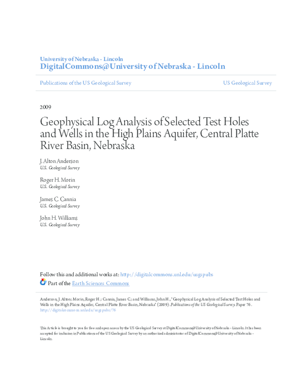 (PDF) Geophysical log analysis of selected test holes and wells in the ...