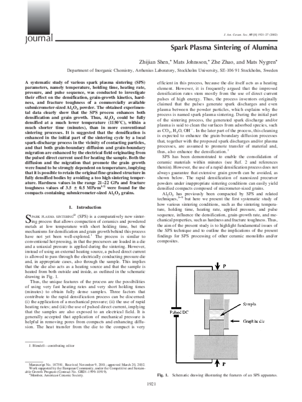 (PDF) Spark Plasma Sintering of Alumina
