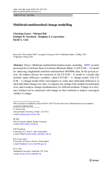 (PDF) Multitrait-multimethod change modelling