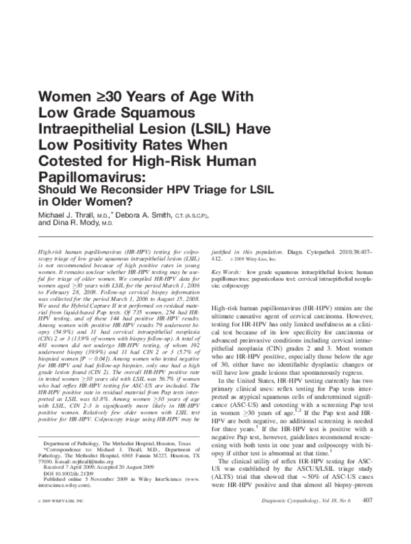 (PDF) Women 30 years of age with low grade squamous intraepithelial ...