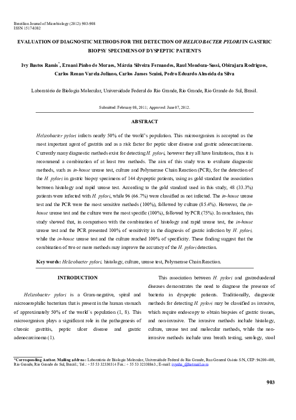 (PDF) Evaluation of diagnostic methods for the detection of ...