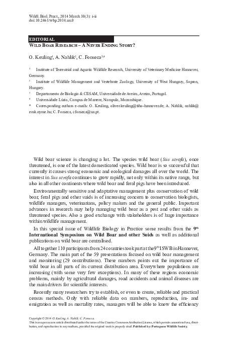 (PDF) Wild Boar Research – A Never Ending Story?