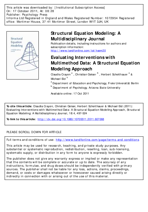 (PDF) Evaluating Interventions with Multimethod Data: A Structural ...