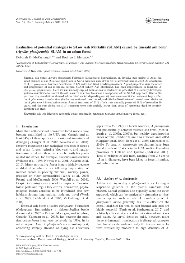 (PDF) Evaluation of potential strategies to SLow Ash Mortality (SLAM ...