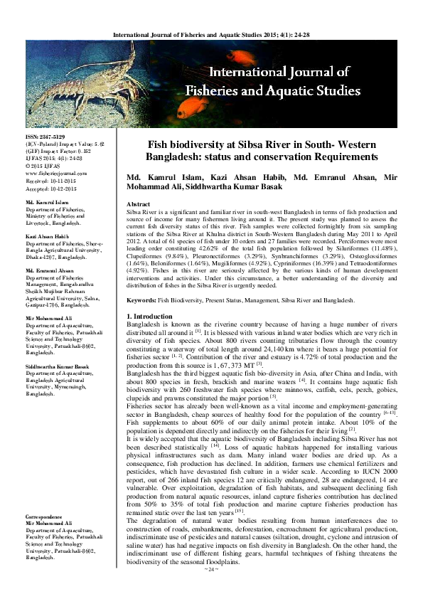 (PDF) Fish biodiversity at Sibsa River in South-Western Bangladesh ...