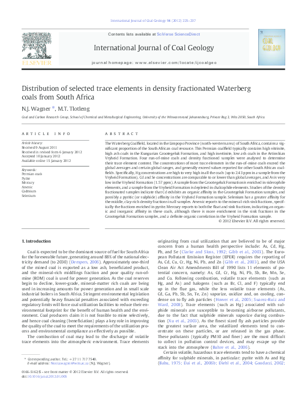 (PDF) Distribution of selected trace elements in density fractionated ...