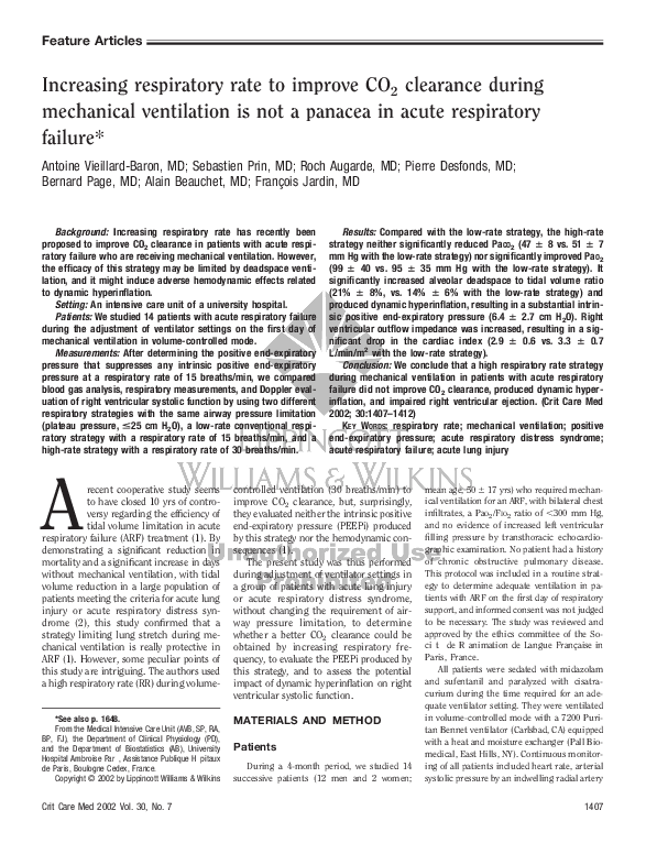 (PDF) Increasing respiratory rate to improve CO2 clearance during ...