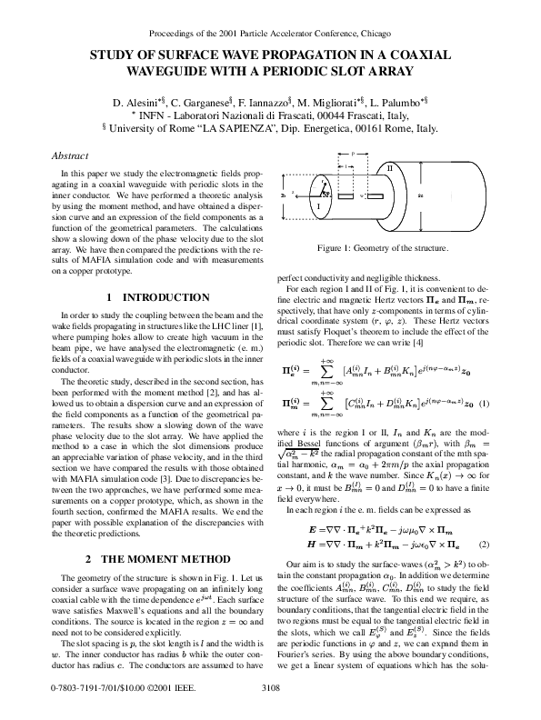 (PDF) Study of surface wave propagation in a coaxial waveguide with a periodic slot array