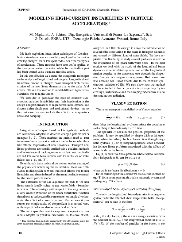 (PDF) MODELING HIGH-CURRENT INSTABILITIES IN PARTICLE ACCELERATORS