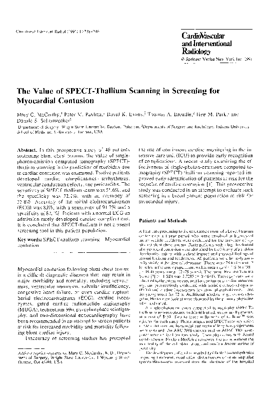 (PDF) The value of SPECT-thallium scanning in screening for myocardial ...