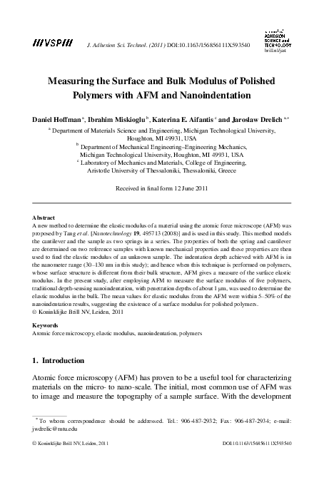 (PDF) Measuring the Surface and Bulk Modulus of Polished Polymers with ...