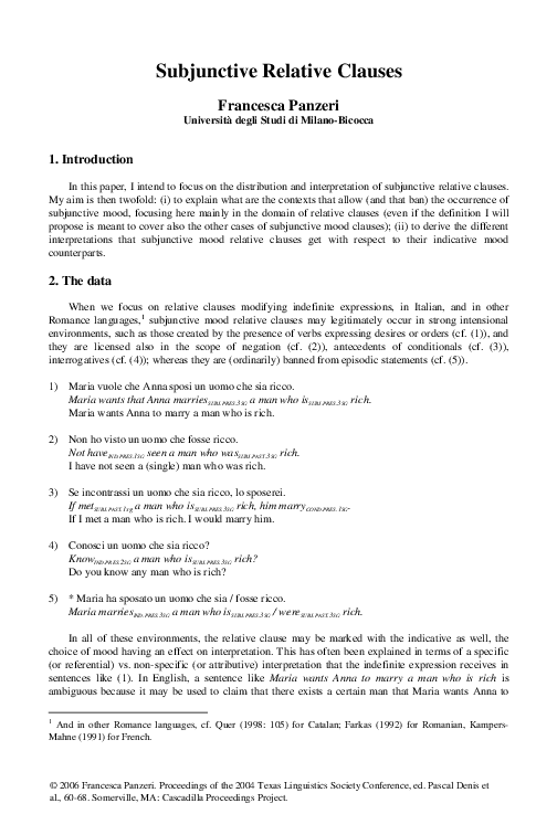 (PDF) Subjunctive Relative Clauses
