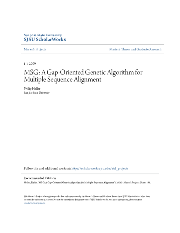 Pdf Msg A Gap Oriented Genetic Algorithm For Multiple Sequence Alignment Philip Heller