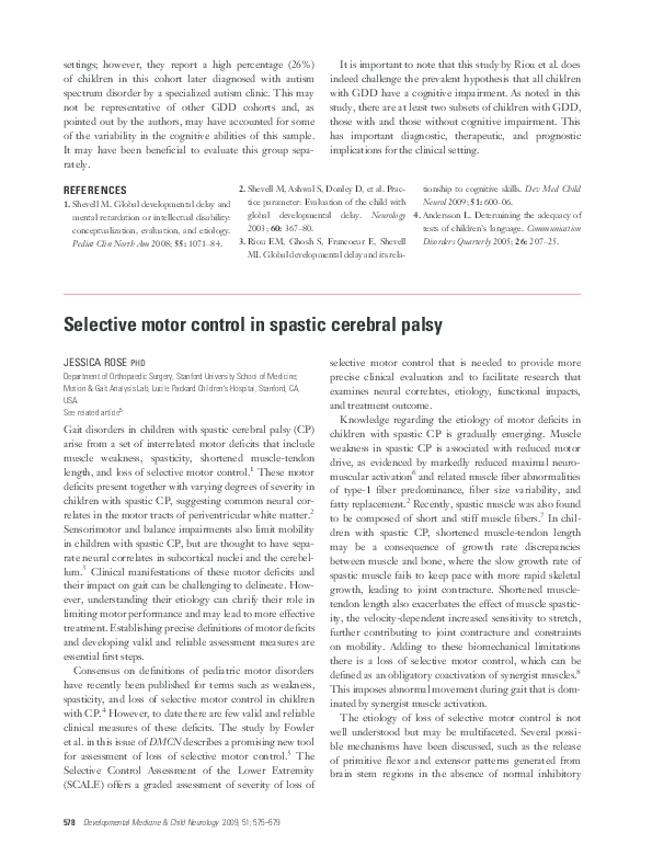 (PDF) Selective motor control in spastic cerebral palsy