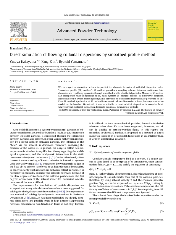(PDF) Direct simulation of flowing colloidal dispersions by smoothed ...