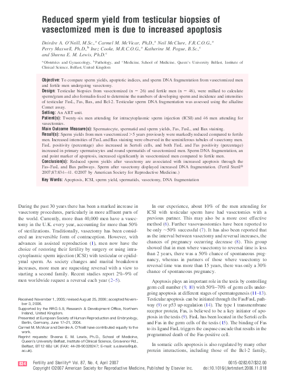 (PDF) Reduced sperm yield from testicular biopsies of vasectomized men ...