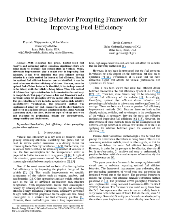 (PDF) Driving behavior prompting framework for improving fuel efficiency