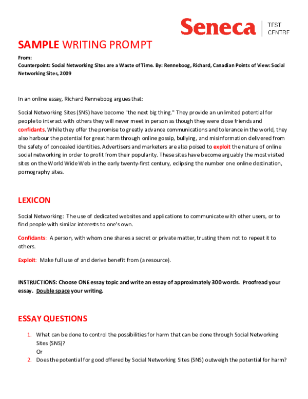 (PDF) SAMPLE WRITING PROMPT