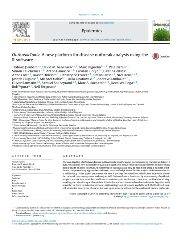 (PDF) OutbreakTools: A new platform for disease outbreak analysis using the R software