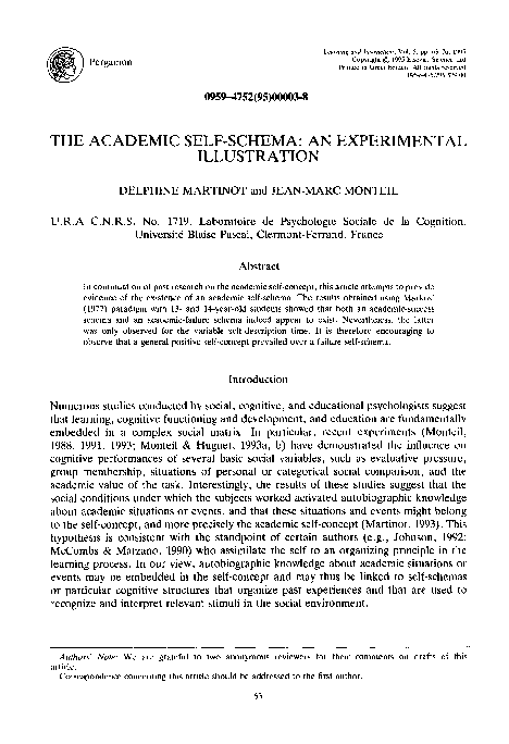 (PDF) The academic self-schema: An experimental illustration