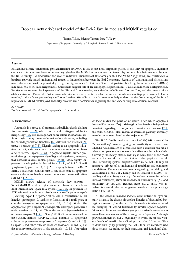 (PDF) Boolean network-based model of the Bcl-2 family mediated MOMP regulation