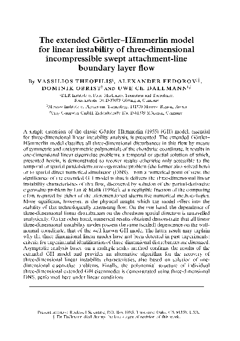 (PDF) The extended GrtlerHmmerlin model for linear instability of three-dimensional ...
