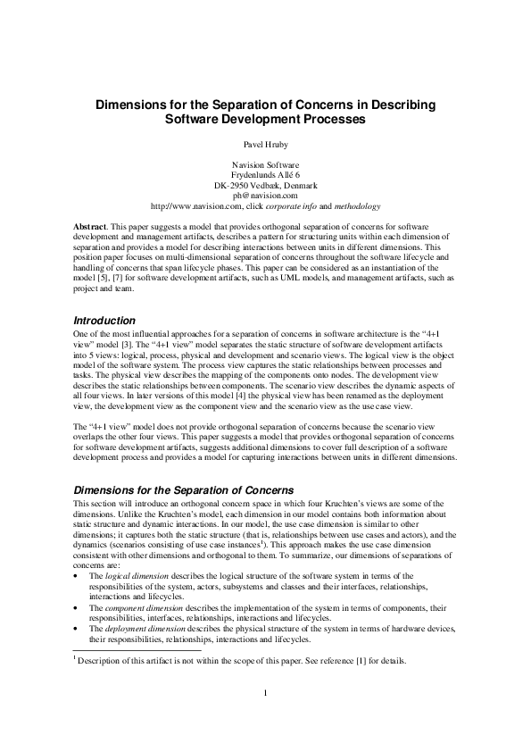 (PDF) Separation of Concerns in Software Development