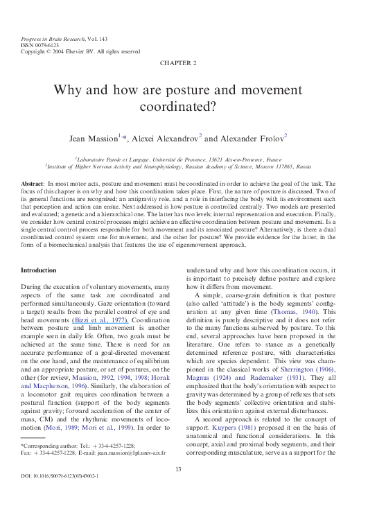 (PDF) Why and how are posture and movement coordinated?