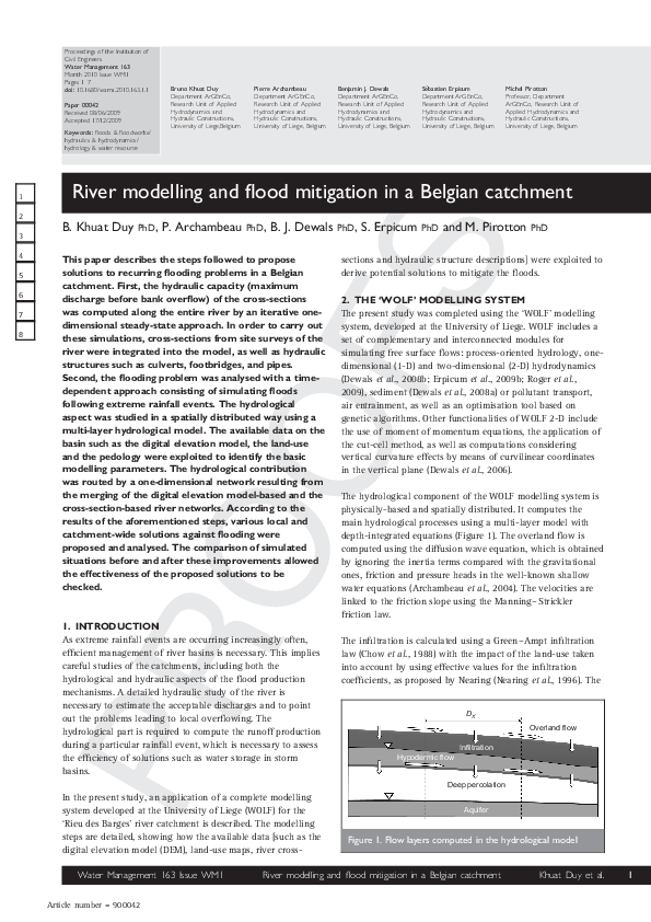 (PDF) River modelling and flood mitigation in a Belgian catchment