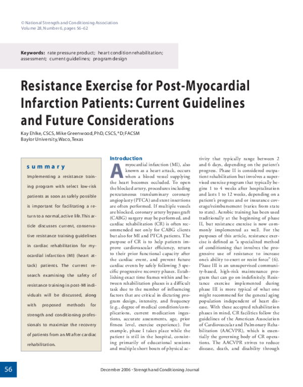 (PDF) Resistance Exercise for Post-Myocardial Infarction Patients ...