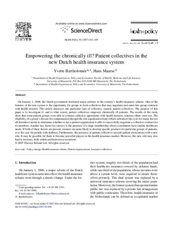 (PDF) Empowering the chronically ill? Patient collectives in the new ...