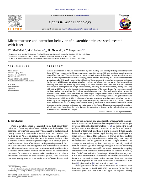 Pdf Microstructure And Corrosion Behavior Of Austenitic Stainless
