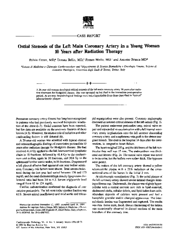 (PDF) Ostial stenosis of the left main coronary artery in a young woman ...