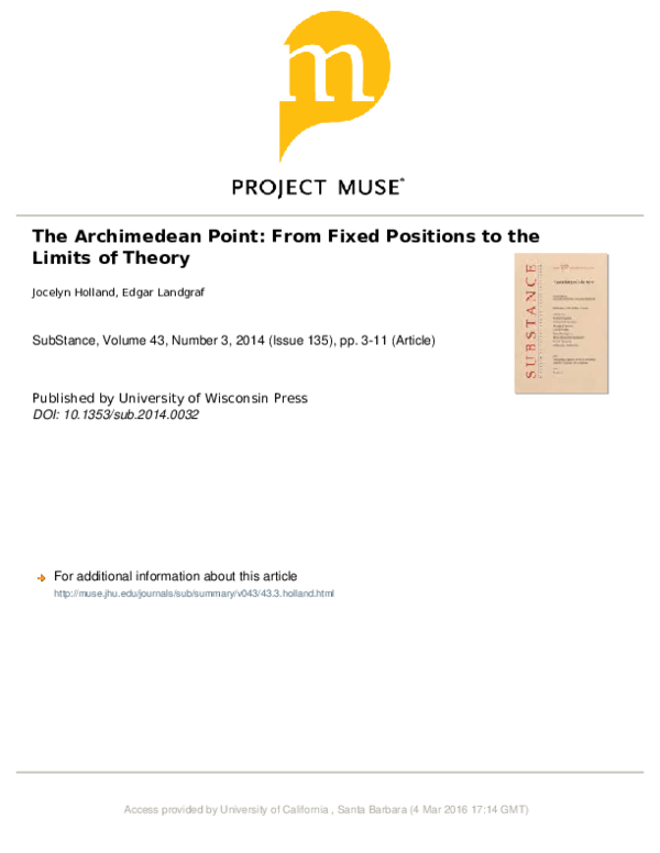 (PDF) The Archimedean Point in Modernity
