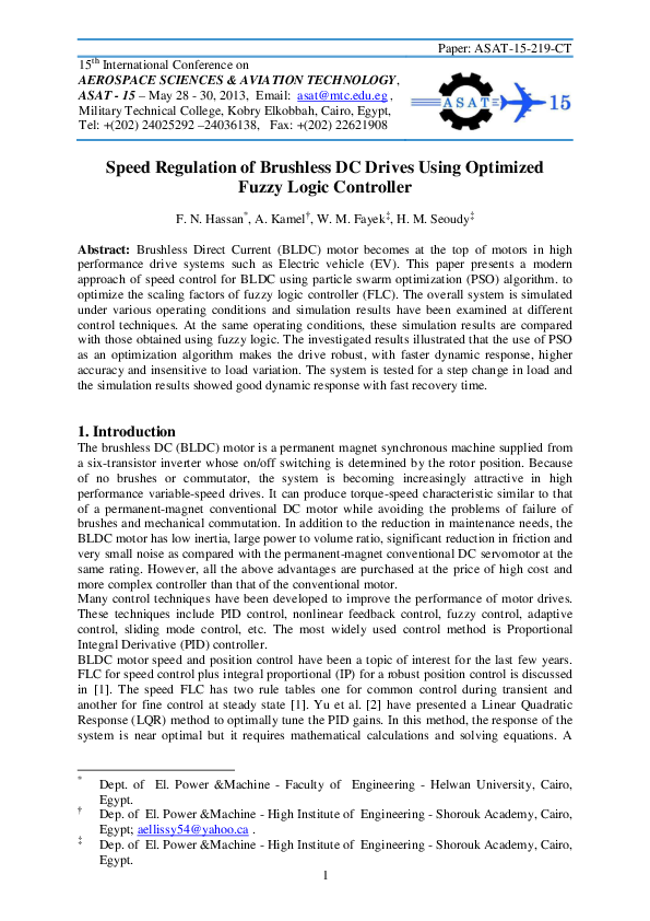 Pdf Speed Regulation Of Brushless Dc Drives Using Optimized Fuzzy Logic Controller