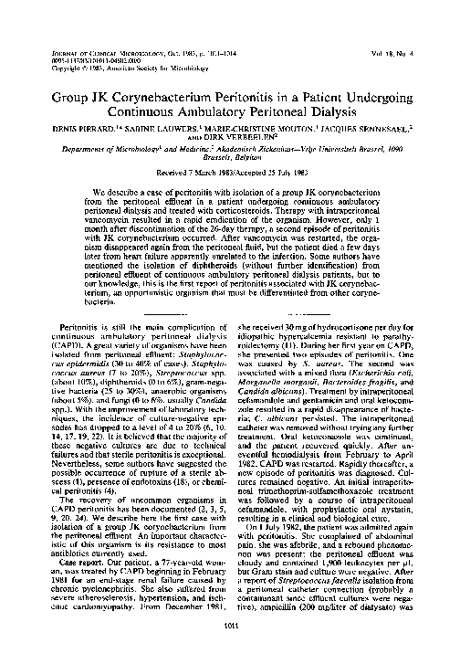 (PDF) Identification of Corynebacterium jeikeium from a CAPD patient by ...
