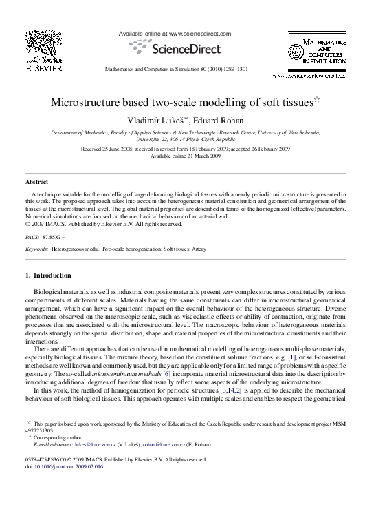 Pdf Microstructure Based Two Scale Modelling Of Soft Tissues